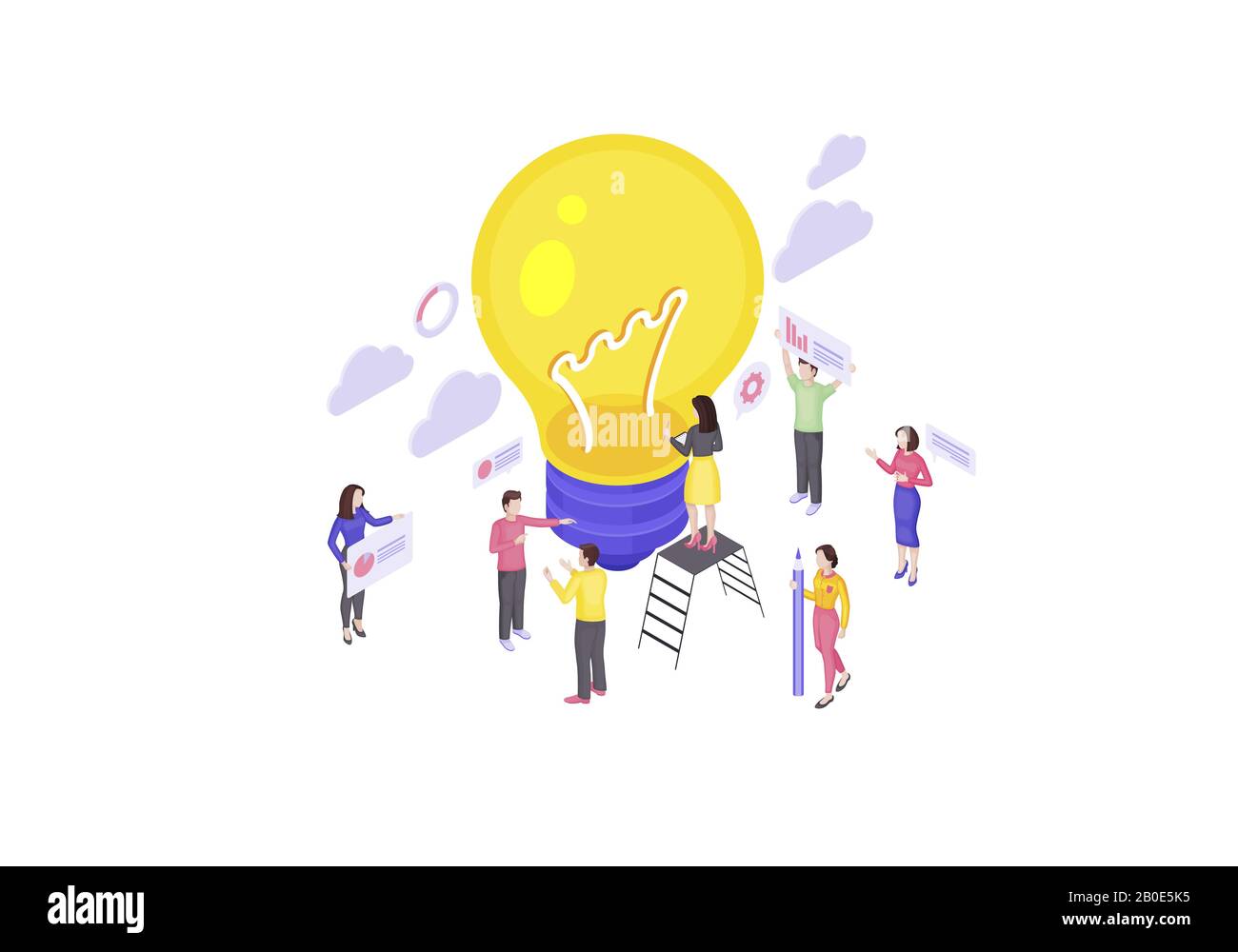 Solution light bulb isometric Cut Out Stock Images & Pictures - Alamy