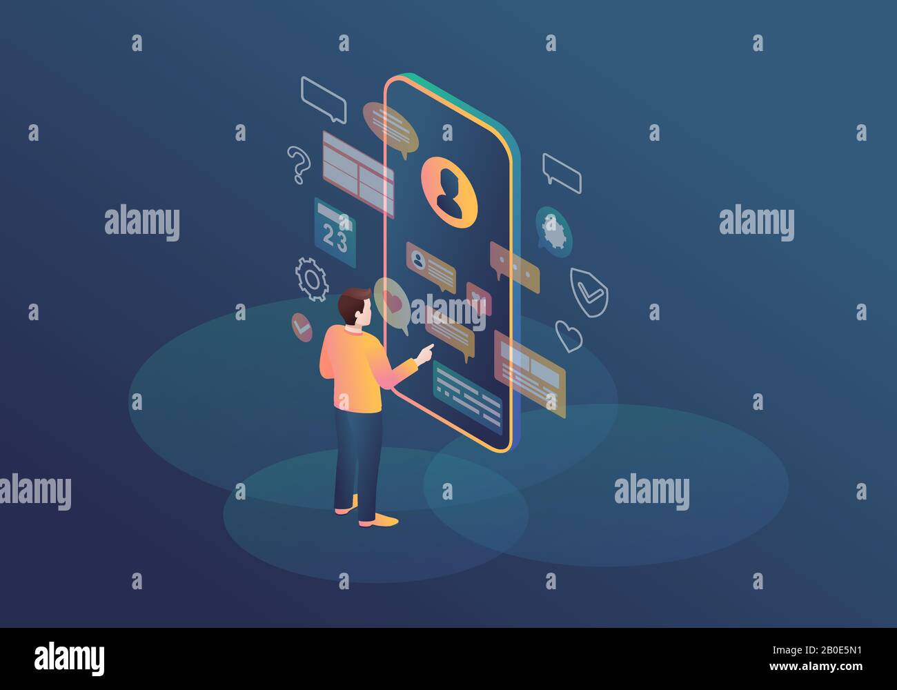 Messenger isometric color vector illustration Stock Vector Image & Art ...