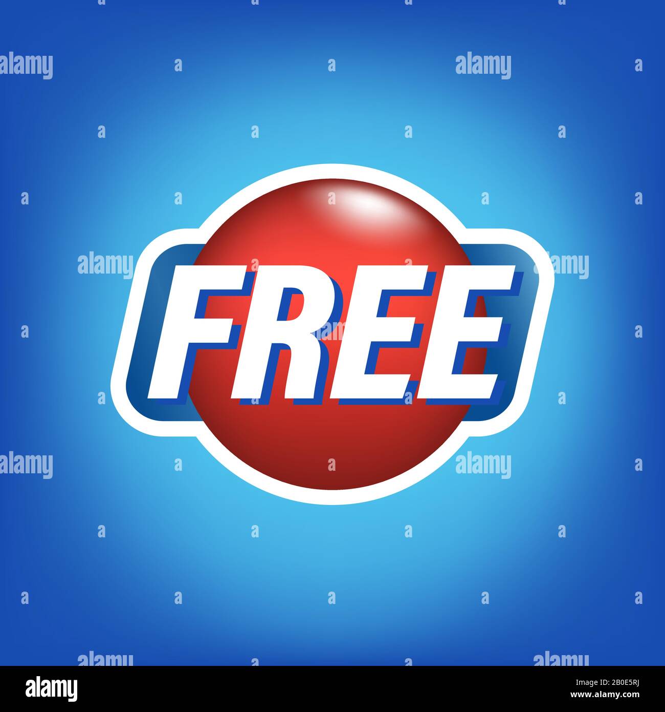 Free shopping sticker, round red tag with text vector illustration ...