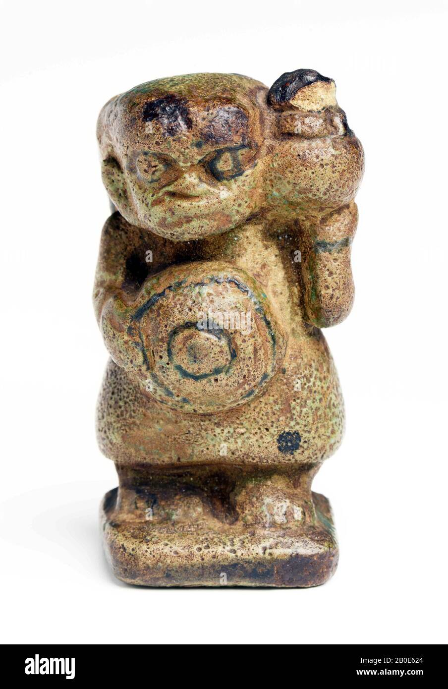 dwarf, standing, pot, votive statue, faience, 6.7 x 3.3 cm, Middle ...