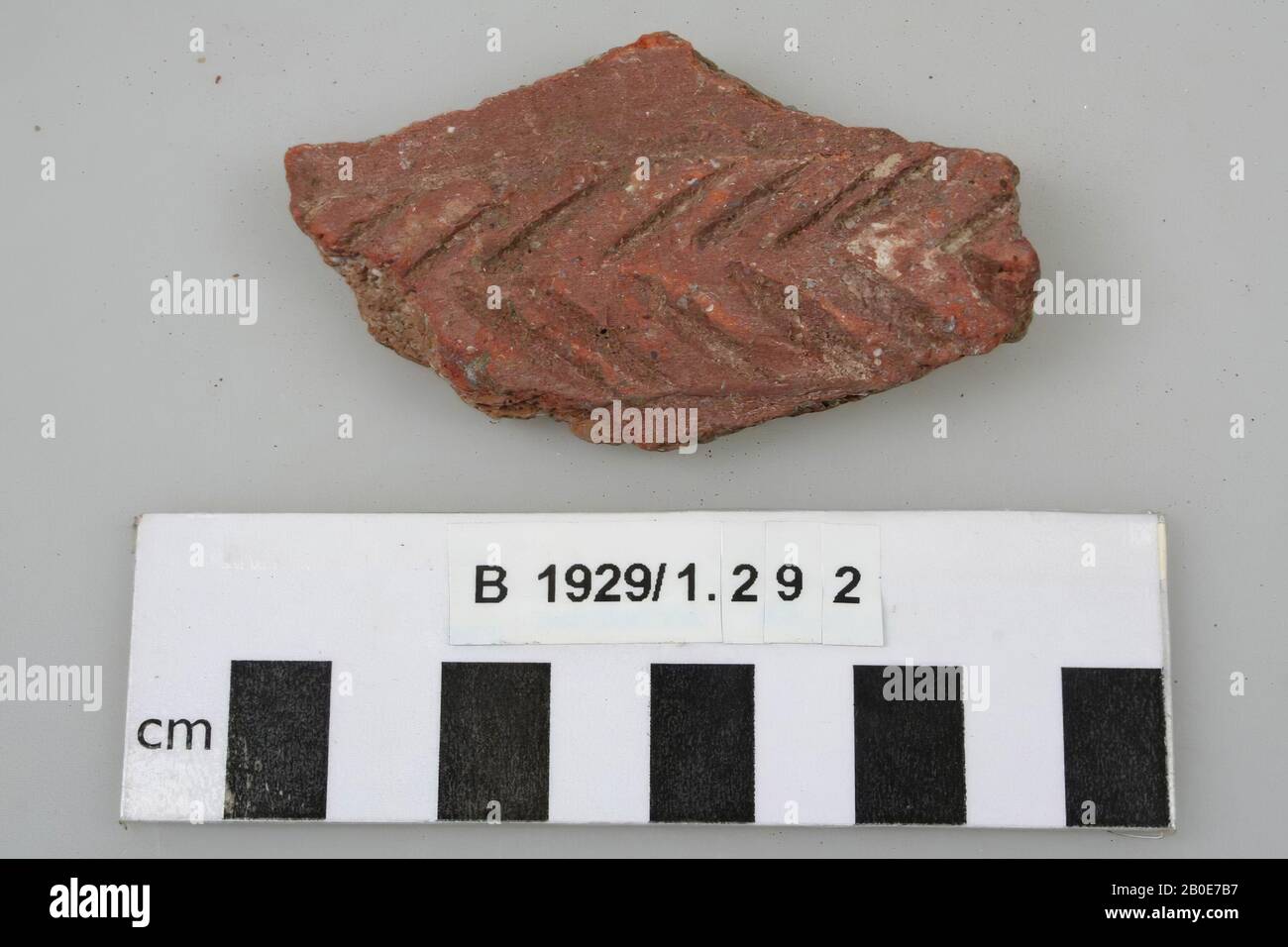 A wall shard with an incised herringbone pattern, crockery, earthenware ...