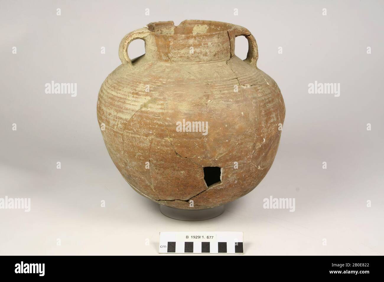 An almost complete cooking pot with two ears., Crockery, earthenware, H ...