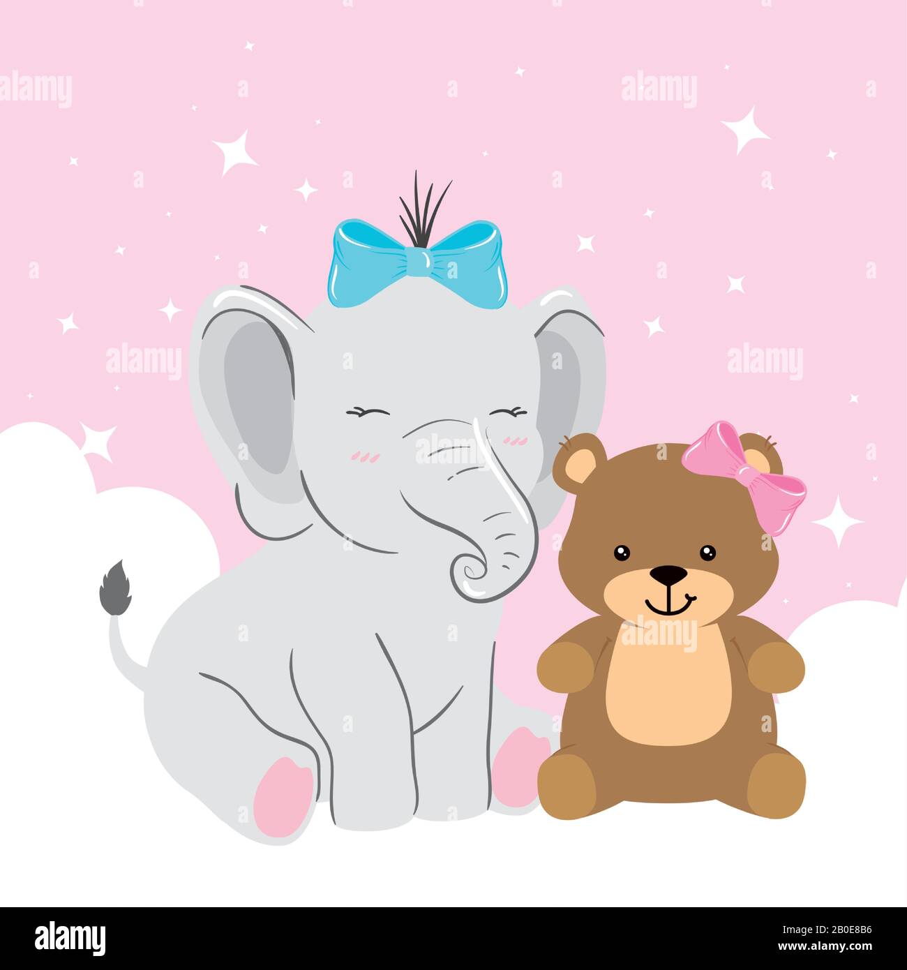 cute elephant with teddy bear female Stock Vector Image & Art - Alamy