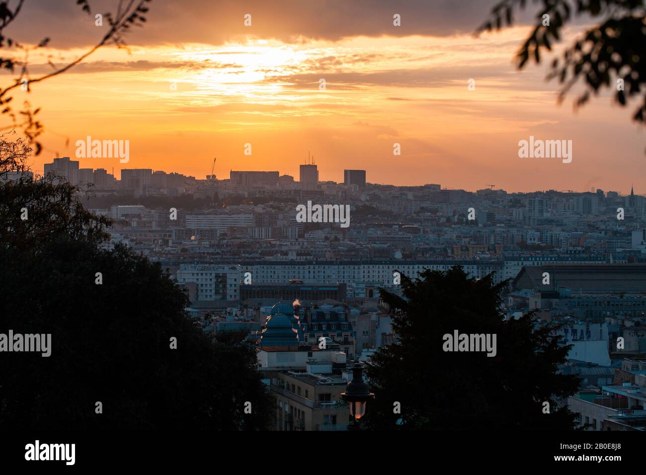 Paris cityscape during sunset Stock Photo - Alamy