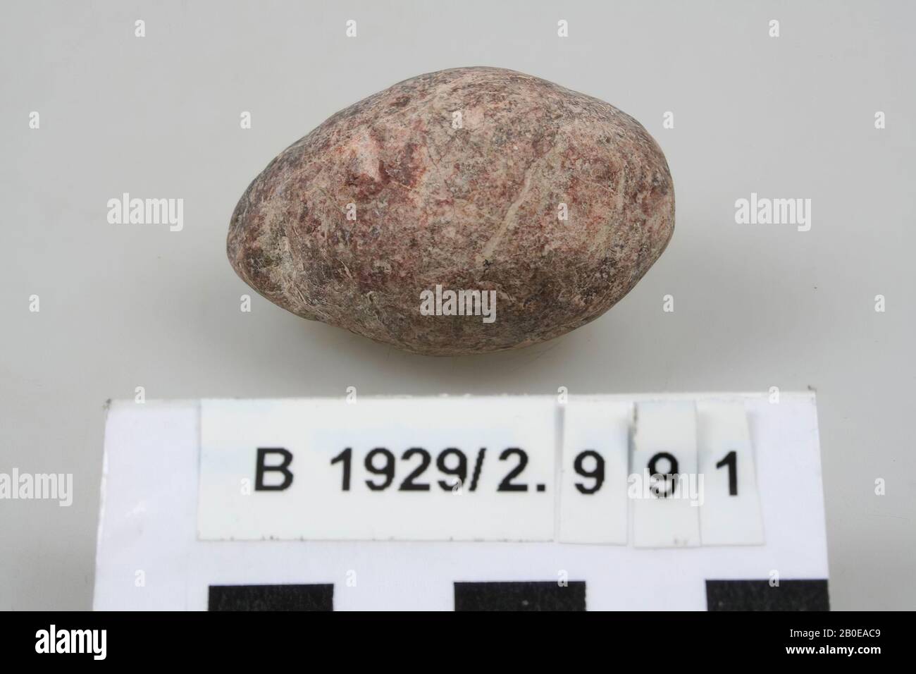 An egg shaped stone. Function unknown., Stone, stone, L 4.5 cm, D 3 cm ...