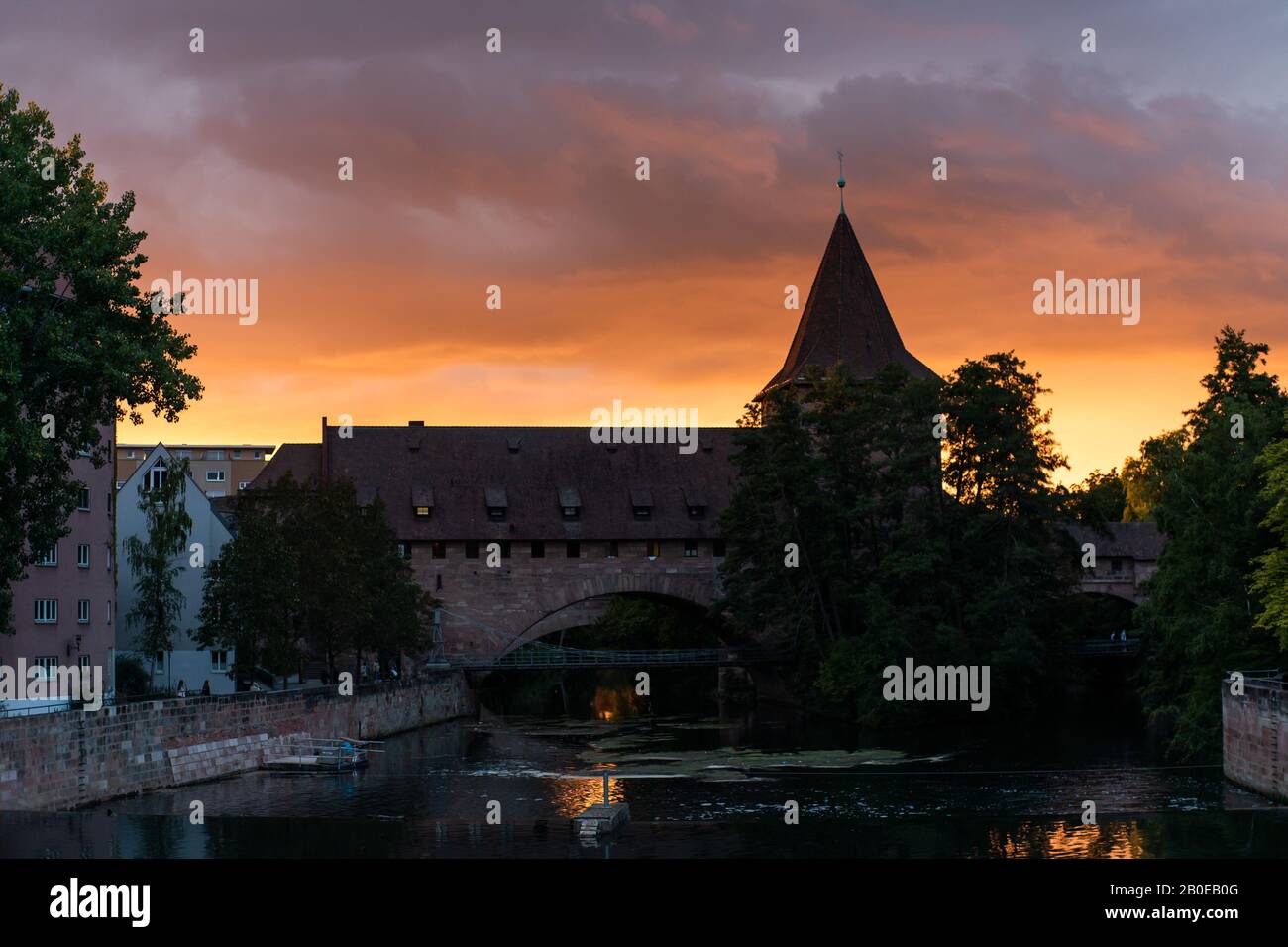 Chain Bridge over Pegnitz river Stock Photo - Alamy