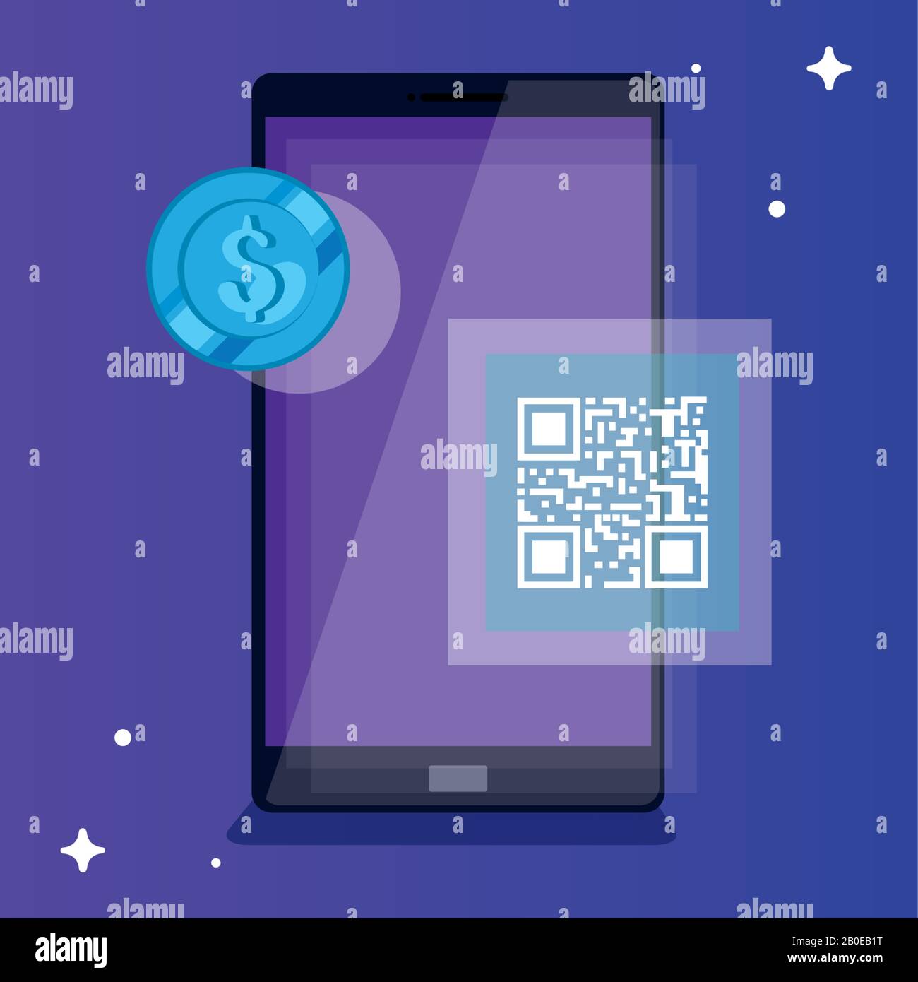 smartphone with scan code qr and coin Stock Vector Image & Art - Alamy