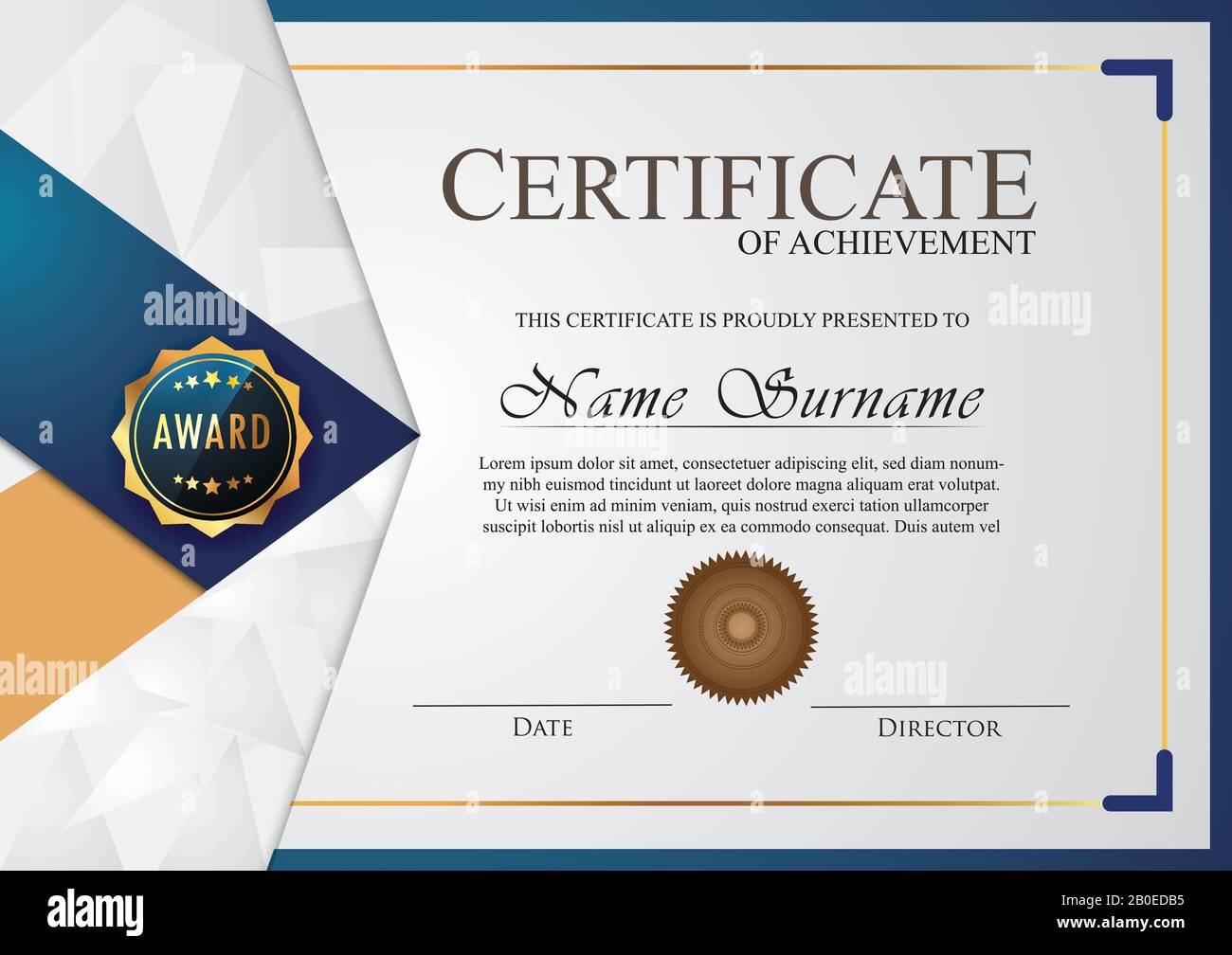 certificate elegant blue Stock Vector Image & Art - Alamy