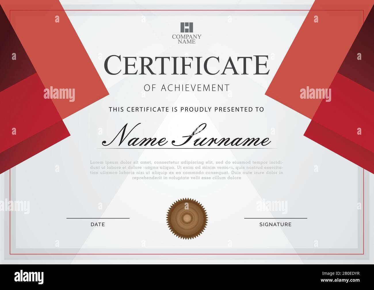 Red award certificate hi-res stock photography and images - Alamy