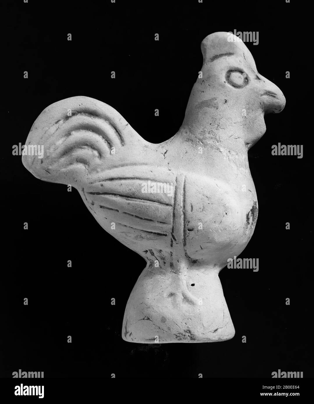 Pipe-shaped statue of a rooster., Figure, rooster, earthenware, pipe ...