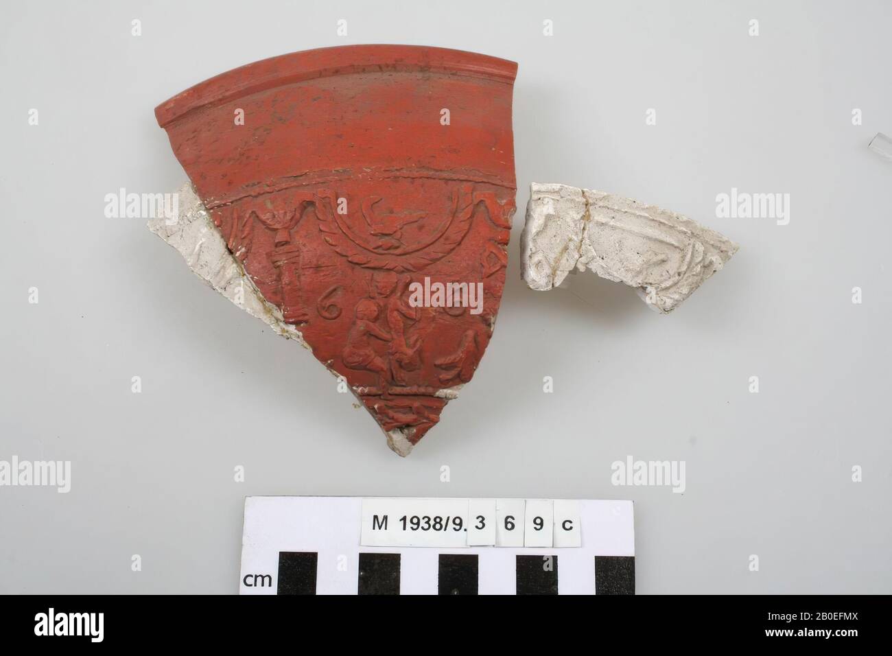 1 shard with replenishment and 1 loosened addition., Fragment, pottery ...