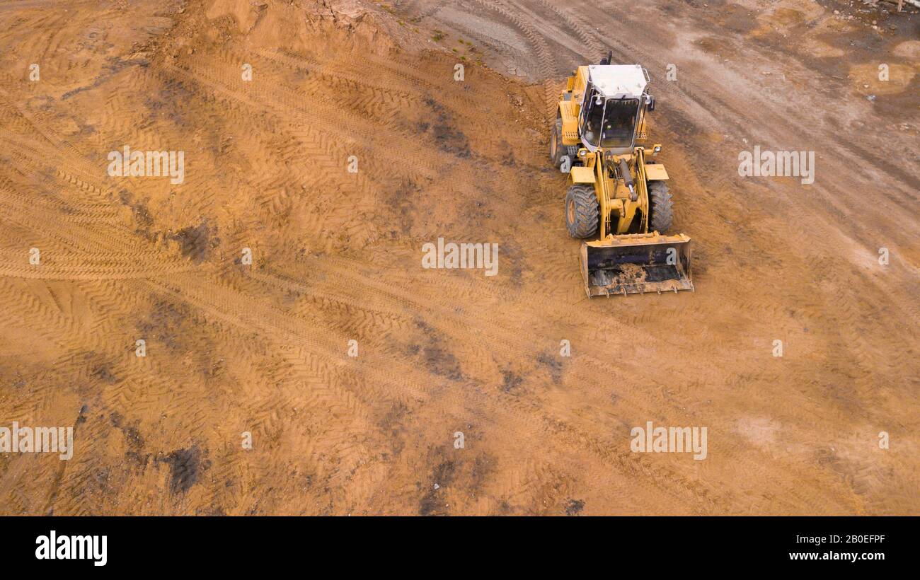 loader in the quarry photo from above Stock Photo - Alamy