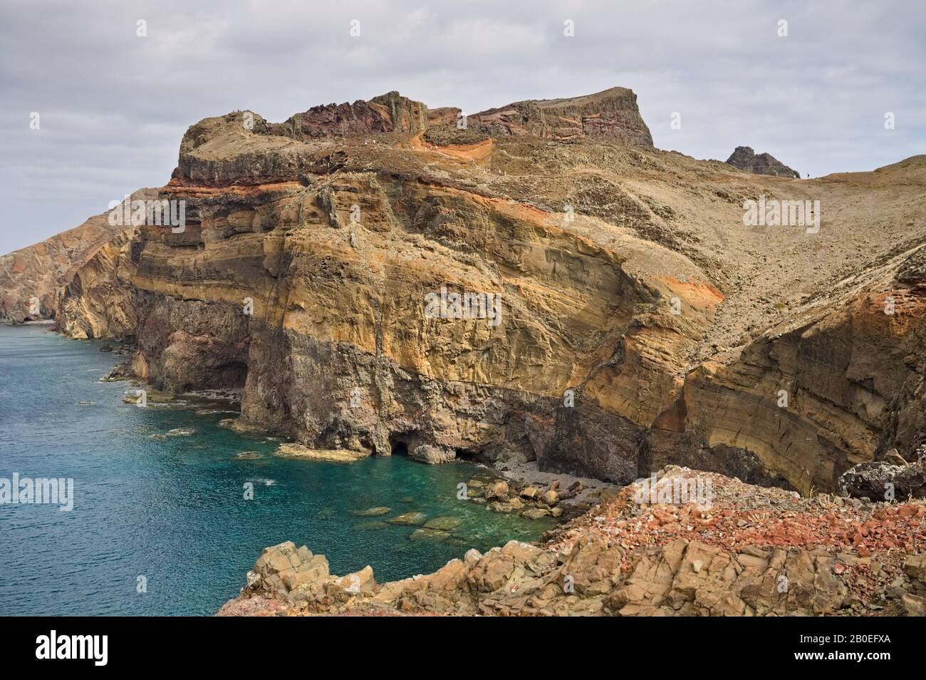 Colored geological rock layers of a cliff in Madeira (Portugal, Europe ...