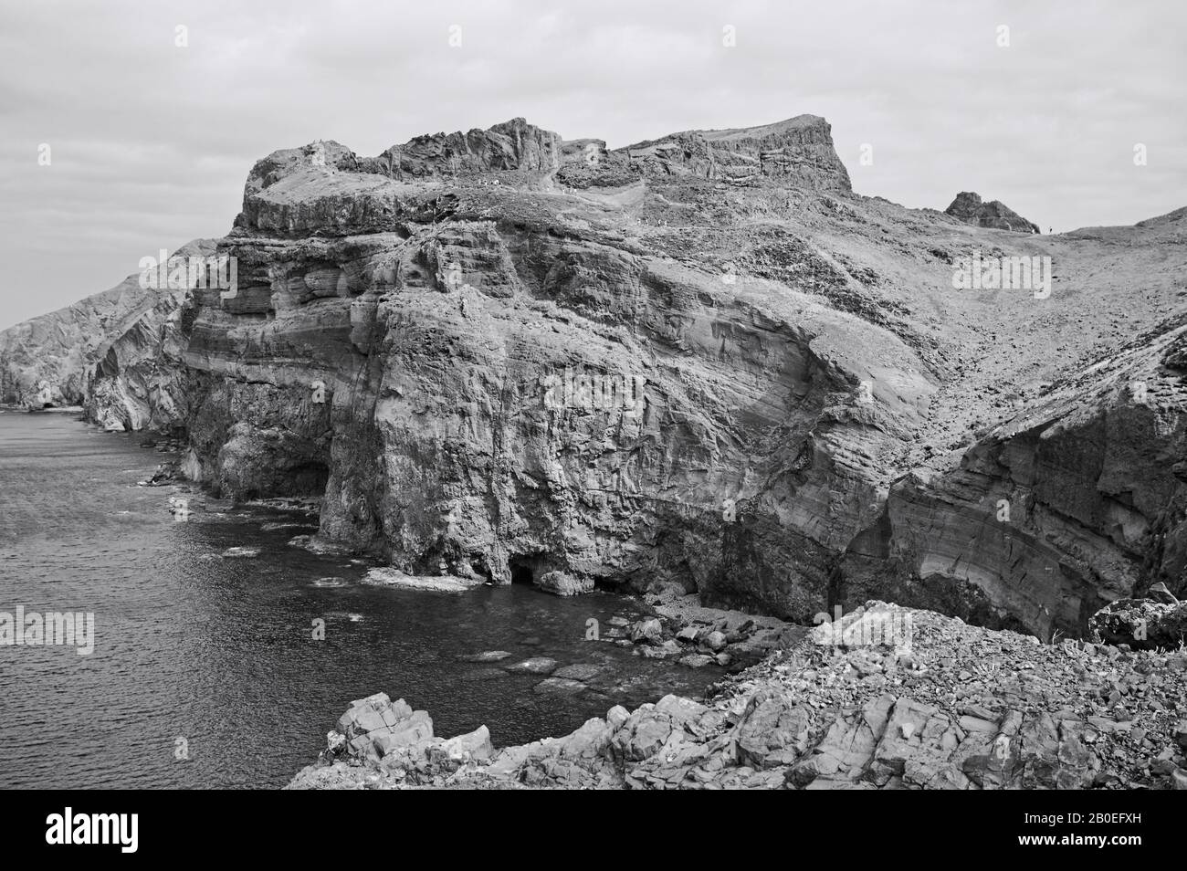 Colored geological rock layers of a cliff in Madeira (Portugal, Europe ...