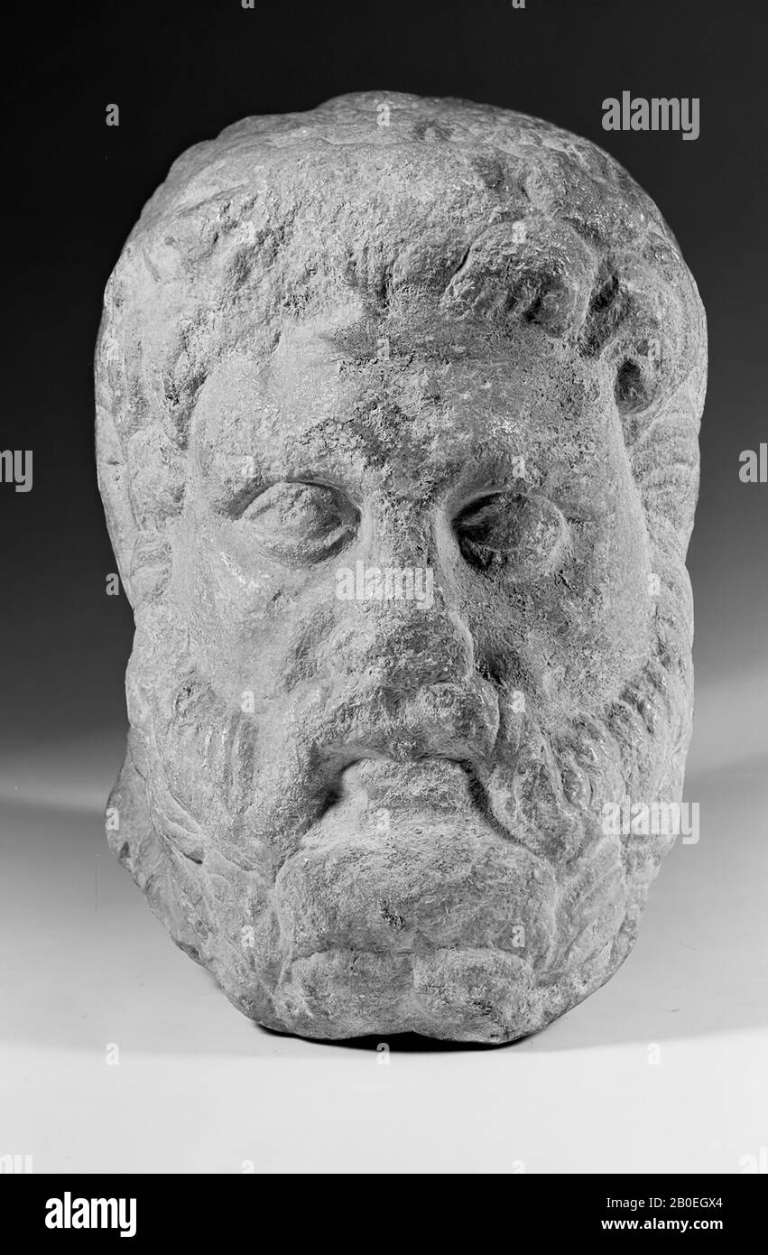 Upper part of a double herm. From the two heads the rear heads merge ...