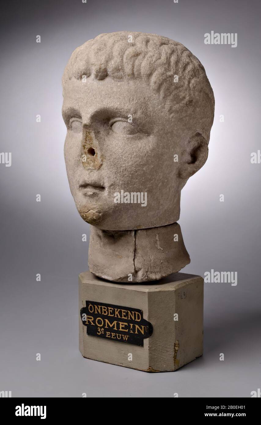 head, male head, Roman portrait head, stone, marble, H. 28 cm, B. 16 cm ...