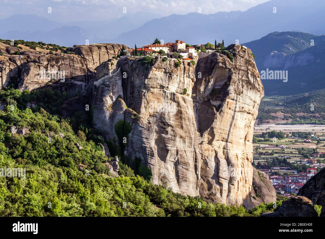 Monastery Meteora Greece. Stunning summer panoramic landscape. View at ...