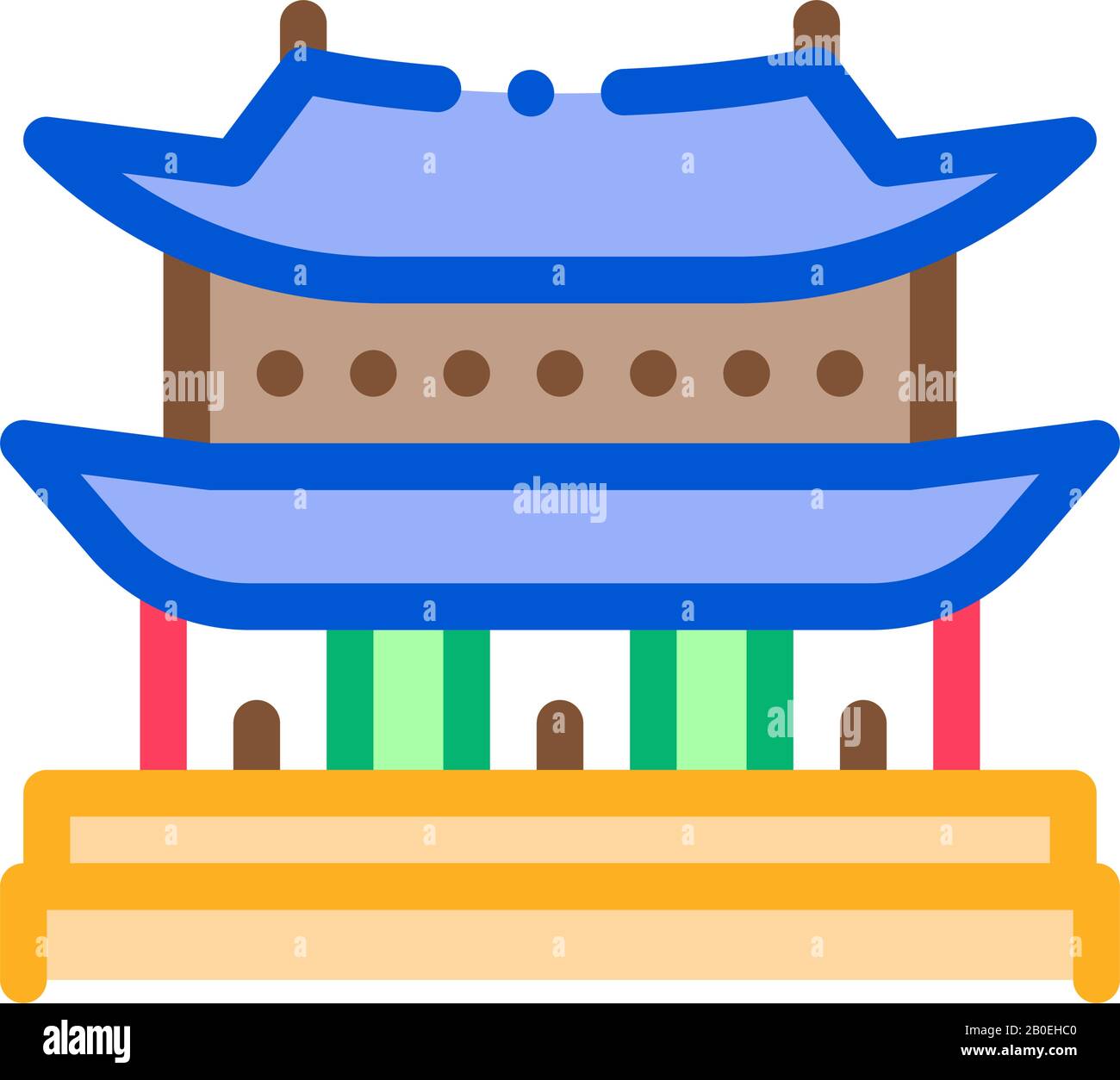 Korean Building Icon Vector Outline Illustration Stock Vector Image ...