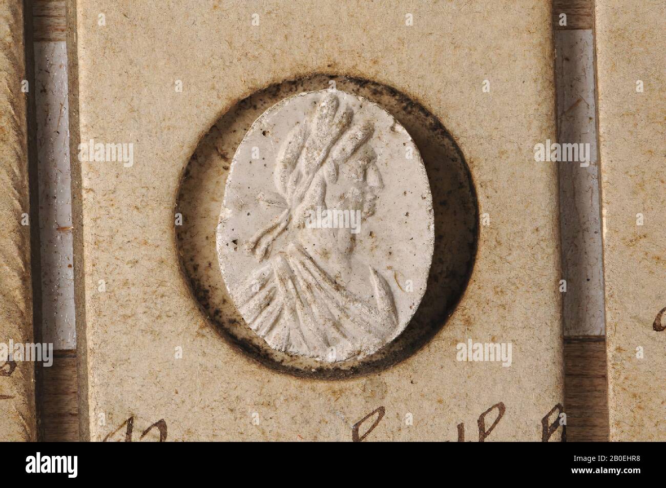 portrait of a laureate man with double chin and long neck. The man ...