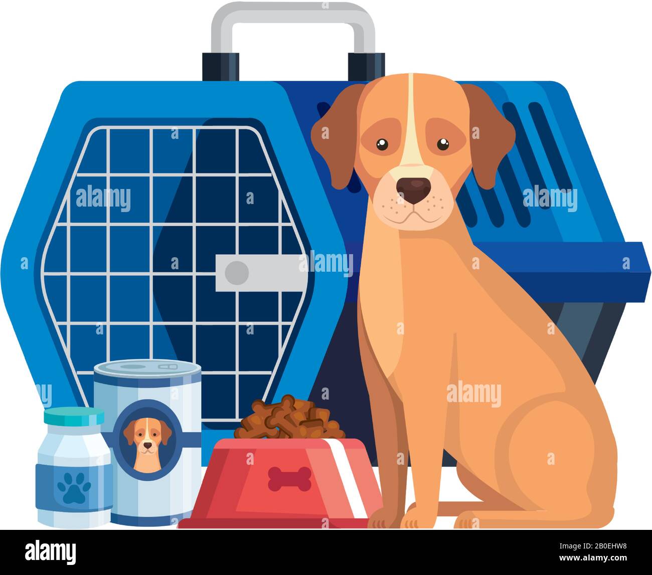 pet carry box with dog and icons Stock Vector Image & Art - Alamy