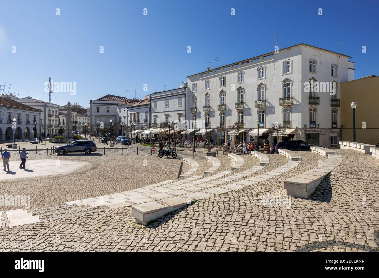 Tavira Central Square Praca da Republica The Algarve Portugal Stock ...