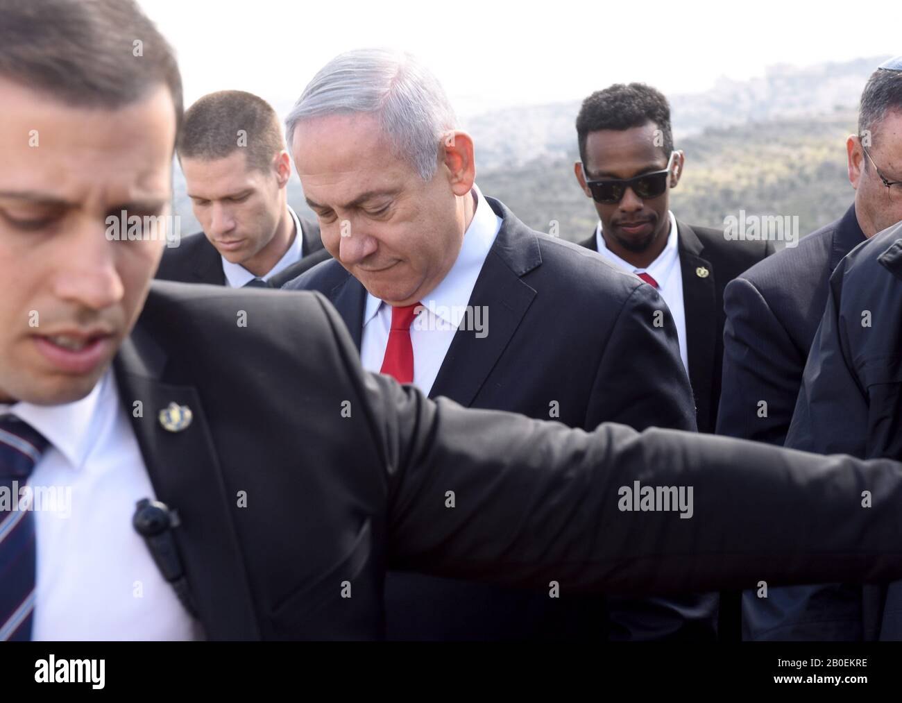 Har Homa Settlement, Israel. 20th Feb, 2020. Israeli Prime Minister ...