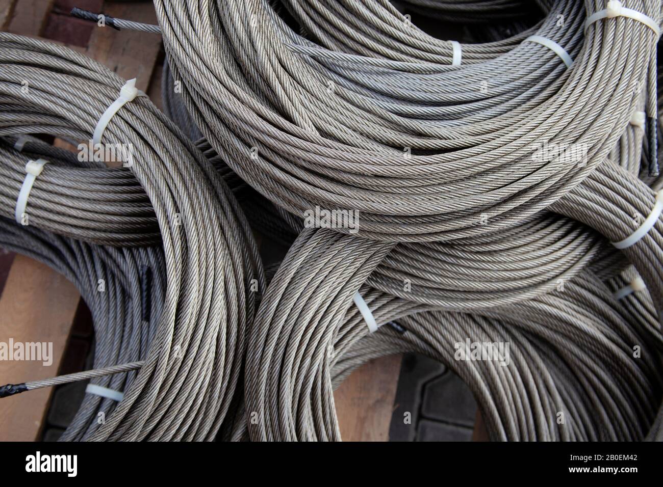 steel wire ropes in factory Stock Photo - Alamy