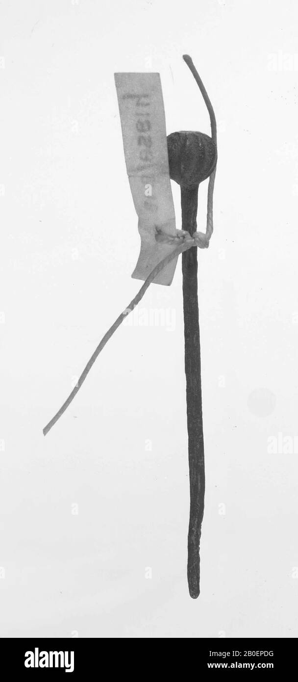 Bronze pin with round, vertically ribbed knob, pin, metal, bronze ...