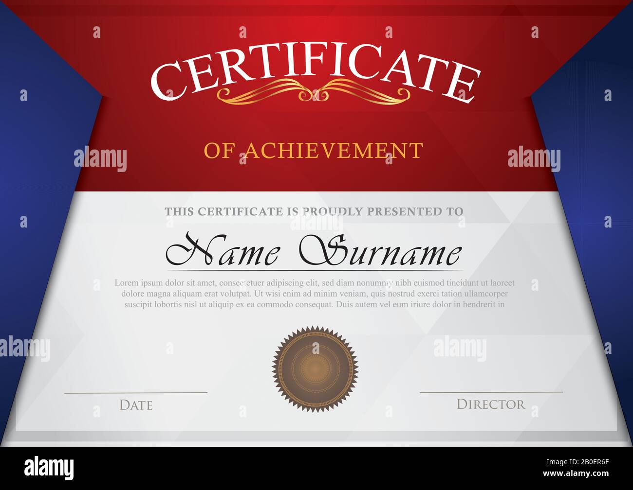 Certificate red, grey and blue color combination Stock Vector Image ...