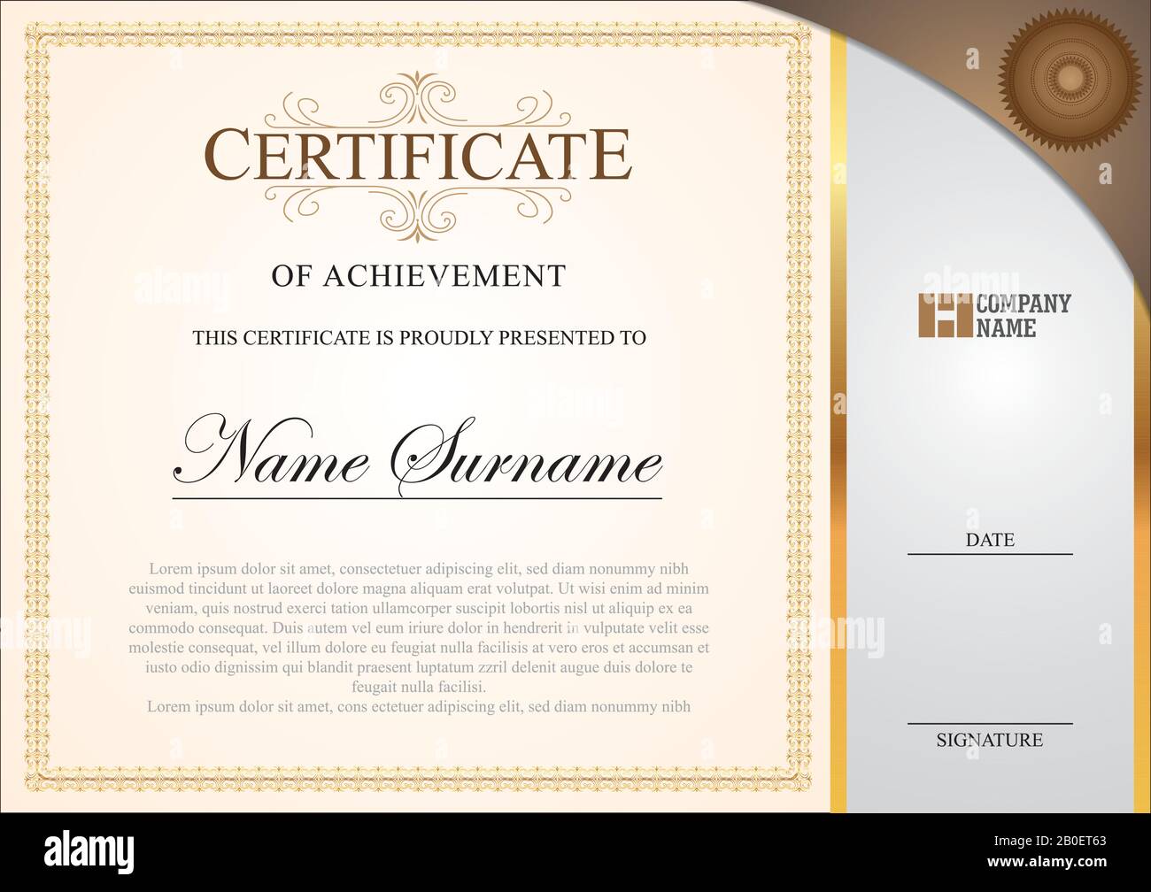 certificate with side border on gold Stock Vector Image & Art - Alamy