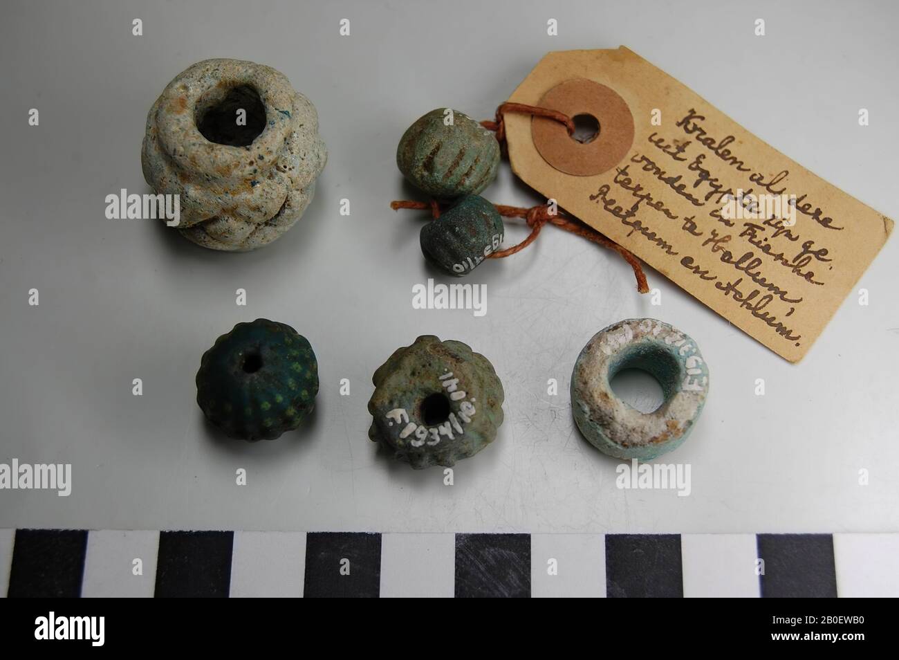 beads, Six loose faience beads, decorated with ribs and Stock Photo - Alamy