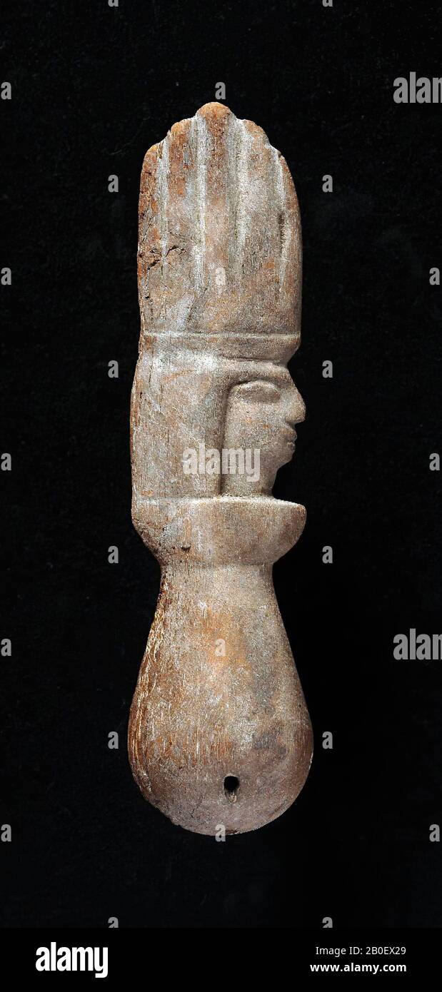klepper, Hathorkop, hand, clapper, wood, length: 15.5 cm, New Kingdom ...