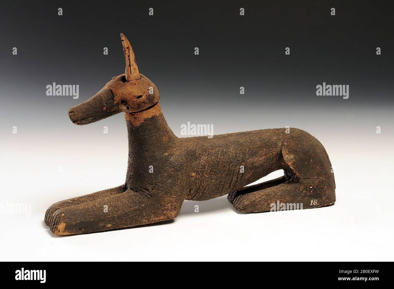 jackal, mummy chest, fragment, wood, 23 x 26 cm, Late Period, Egypt ...