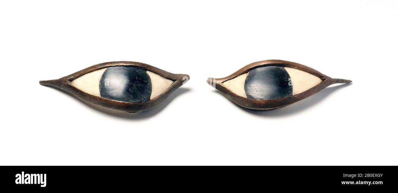 eye, right, mummy chest, fragment, bronze, stone (white, black), Late ...