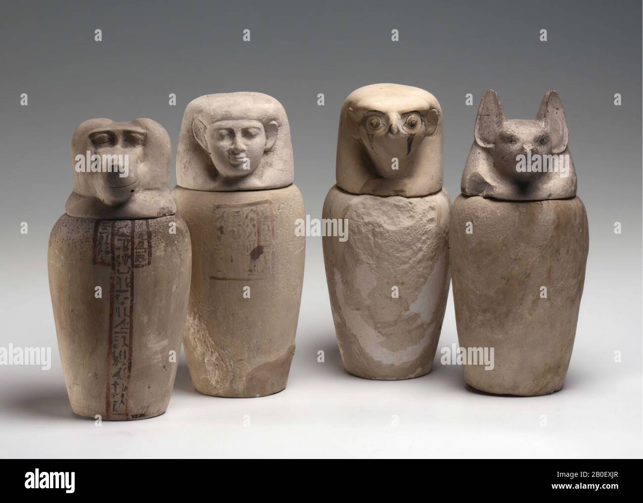 human, inscription, Horpenmenti, canope, limestone, 35 cm (13 3 Stock ...