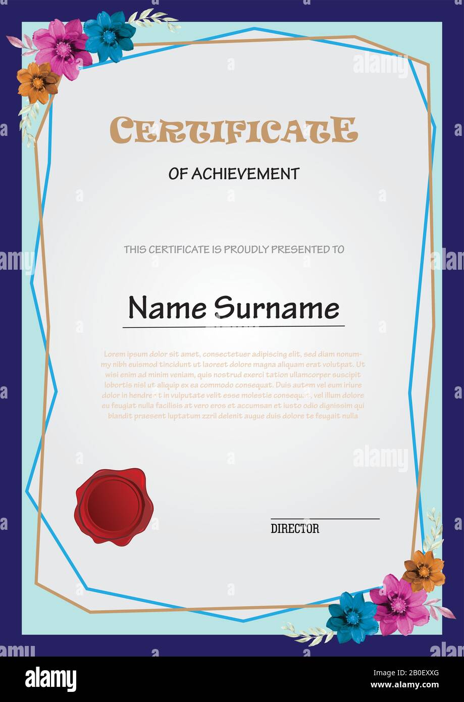 Certificate with flower decoration Stock Vector Image & Art - Alamy
