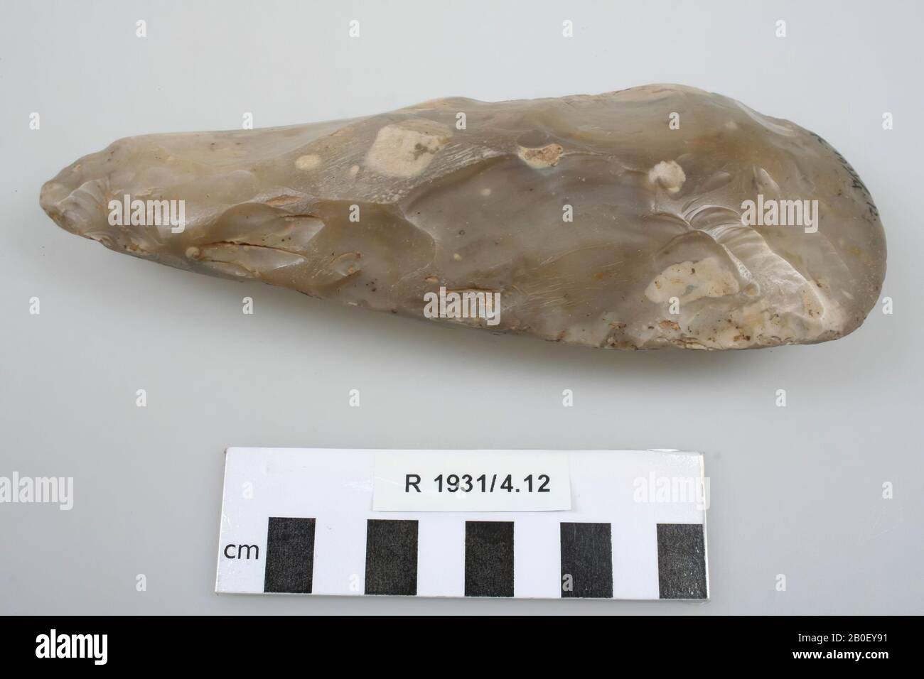 Flint tool, tool, stone, flint, 18 x 6,2 x 3,5 cm, prehistoric, France ...