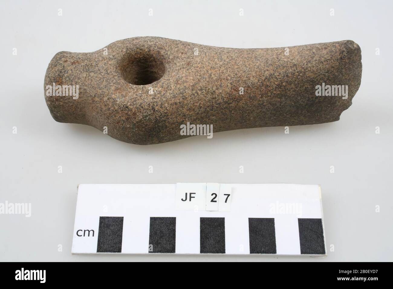 Granite hammer with stem hole, hammer, stone, granite, 13.8 x 4.8 x 5 ...