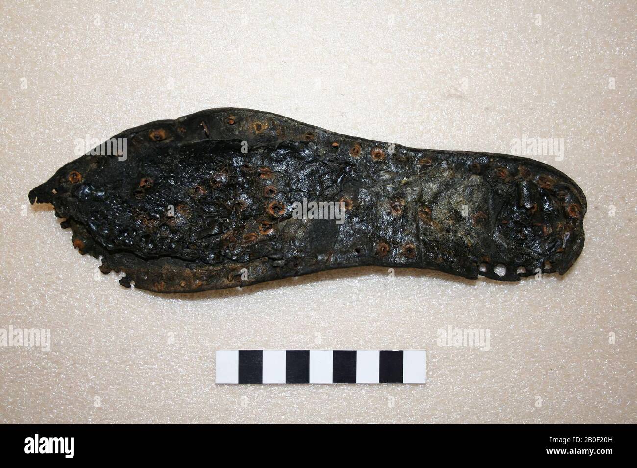 Shoe sole of leather, studded with iron nails, shoe sole, organic ...