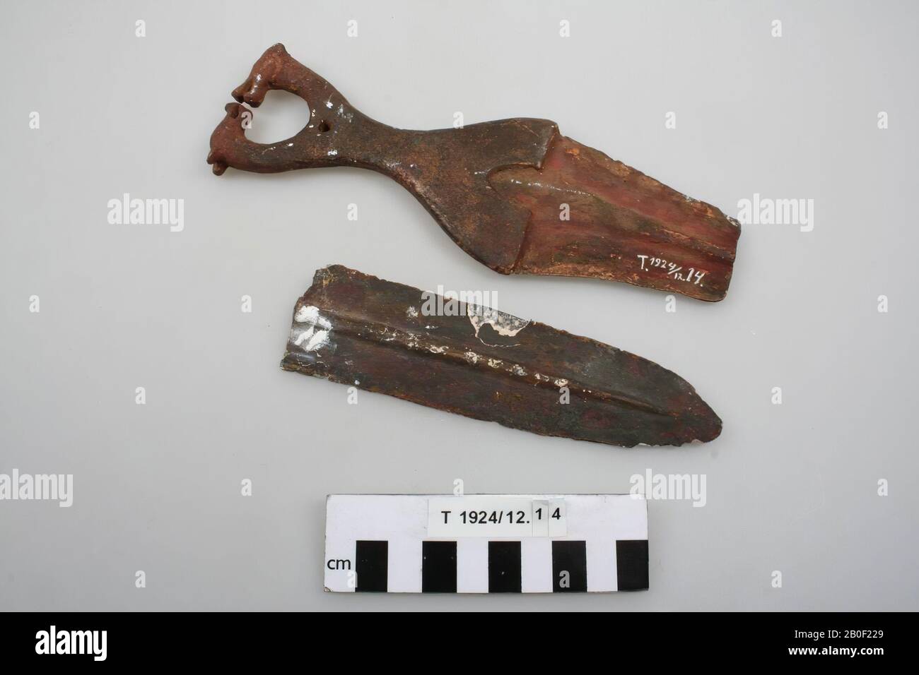 Plaster cast of a knife. By middle broken, chip of the cut, bursts in ...