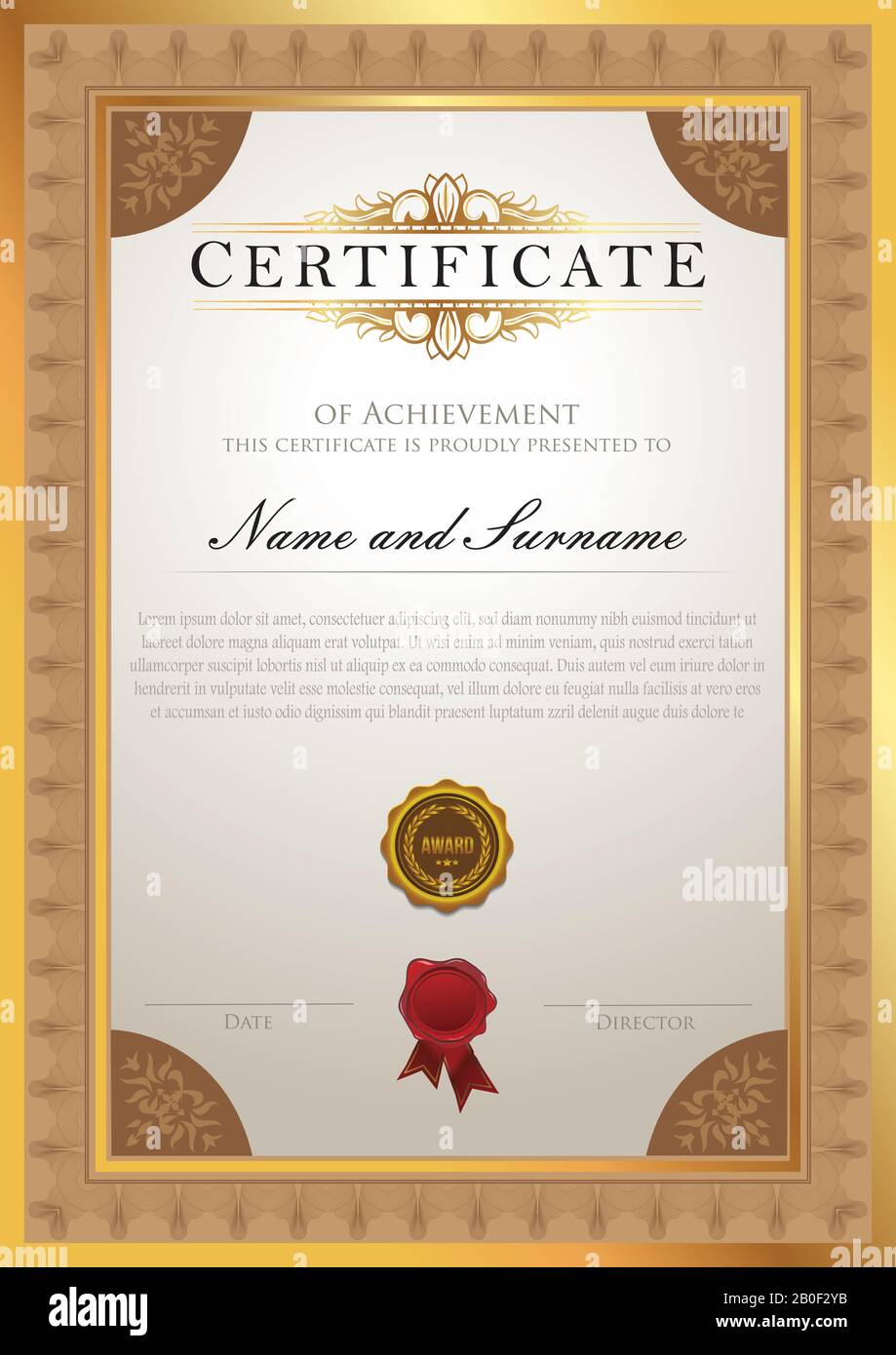 Vintage certificate template vector Stock Vector Image & Art - Alamy