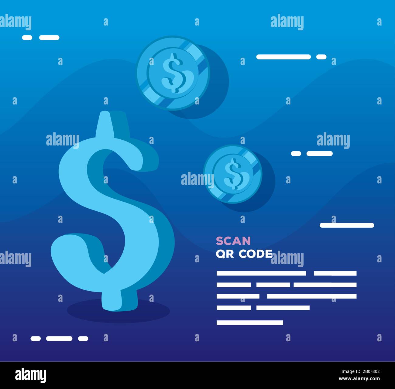 scan qr code with symbol dollar and coins Stock Vector Image & Art - Alamy