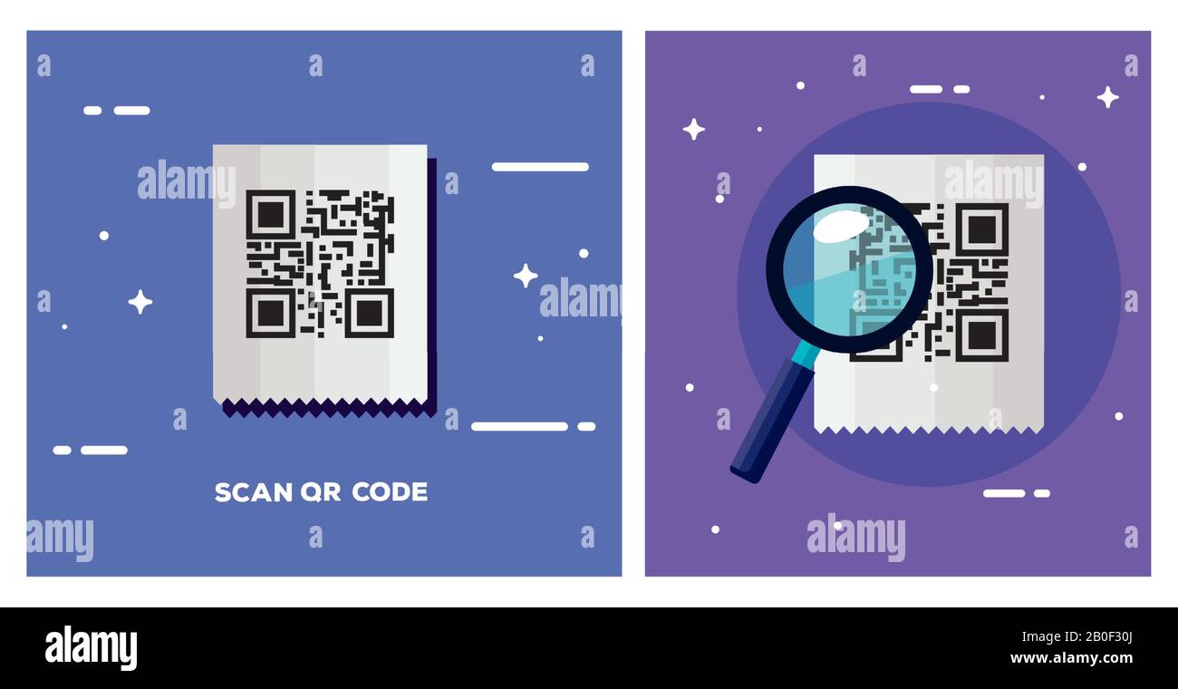 set poster of scan code qr and icons Stock Vector Image & Art - Alamy