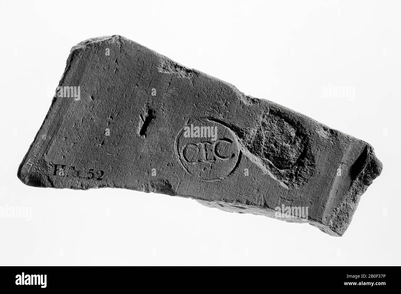 Fragment of a tegula (roof tile) of brick with round stamp CEC., Roof ...