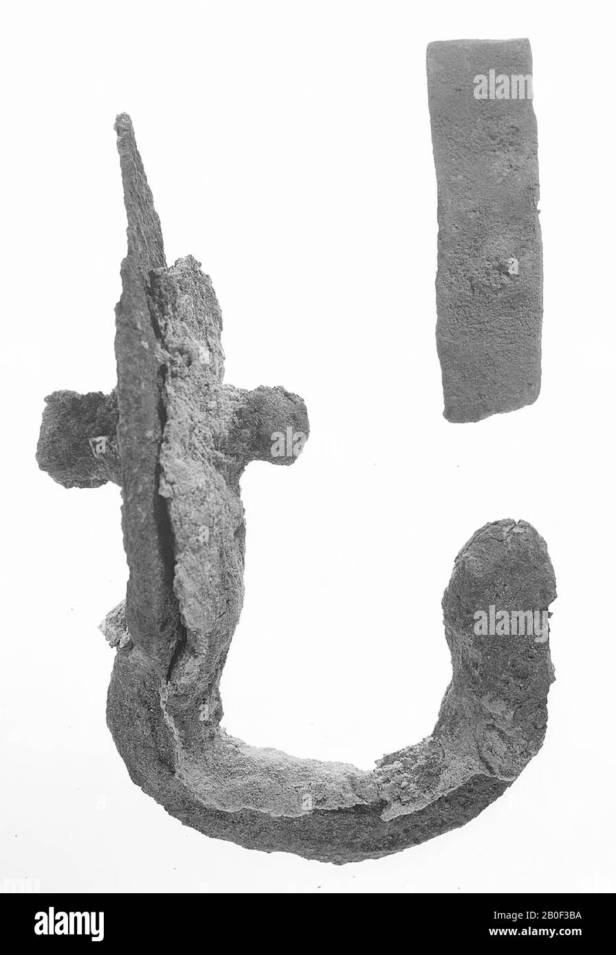 Iron hook. Preserved and restored., Hook, metal, iron, length: 8 cm ...
