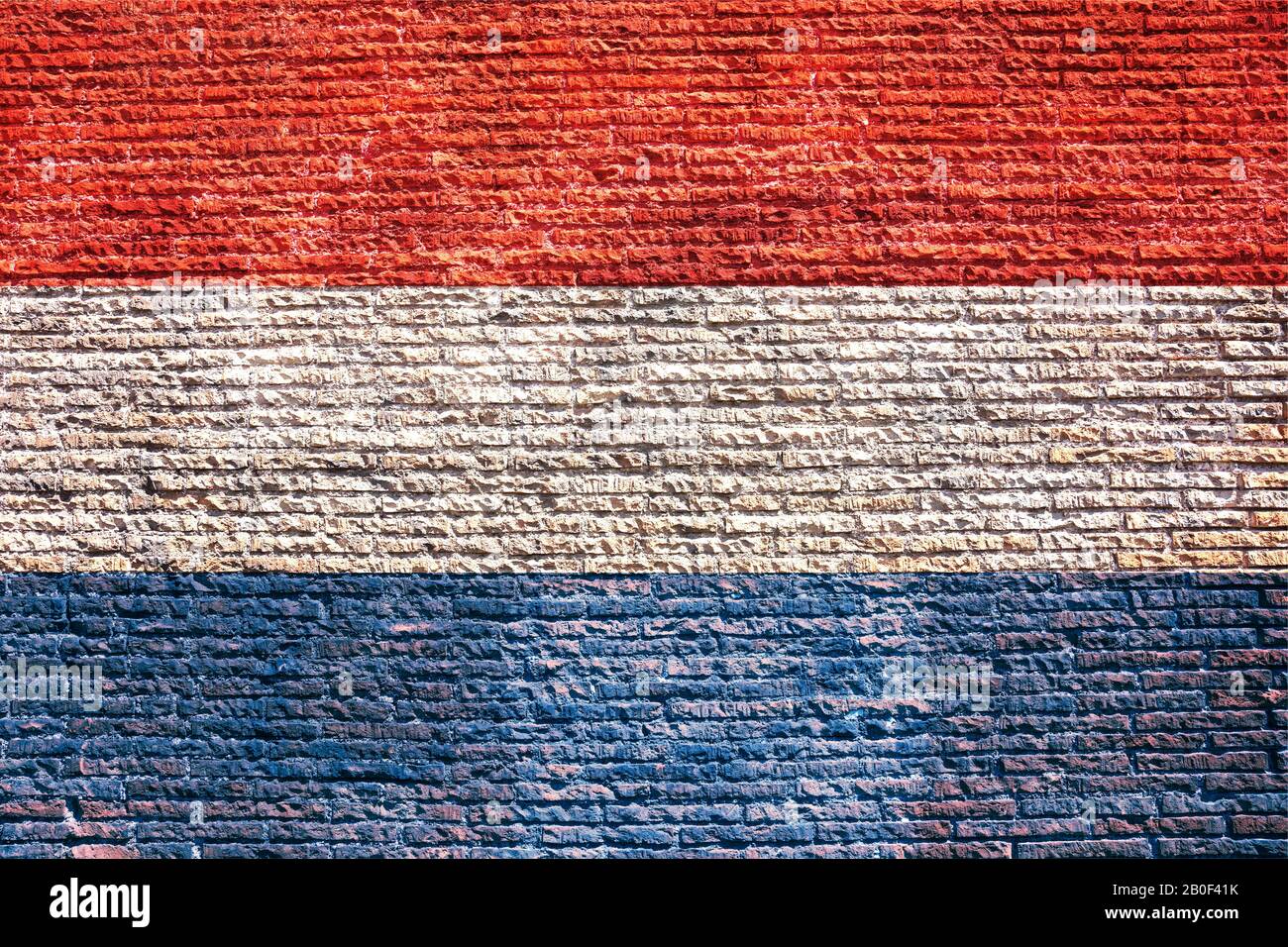 Netherlands flag on wall. Dutch flag painted on a grunge brick wall ...