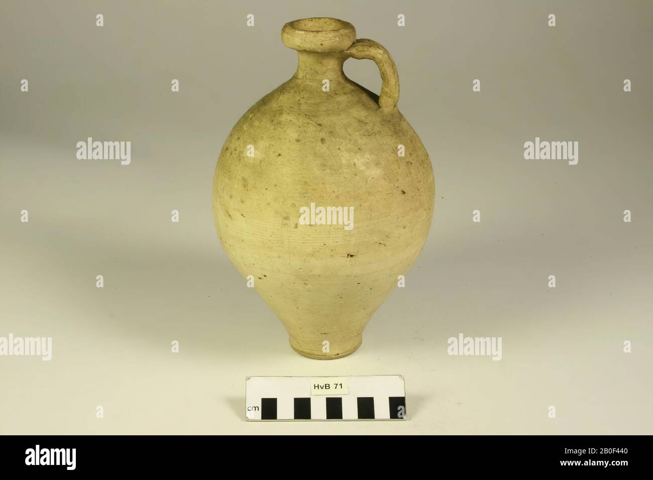 Roman pitcher of pale yellow earthenware, Stuart 111, pear shaped model ...