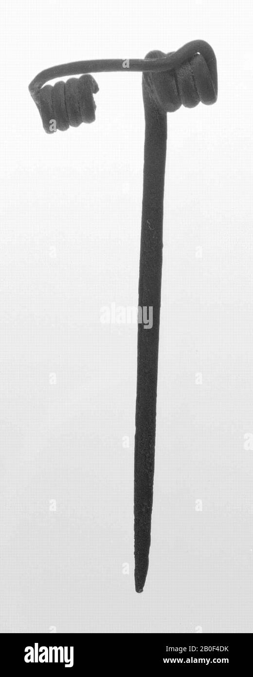 Bronze needle and spiral of a wire fibula, fibula, wire fibula, metal ...