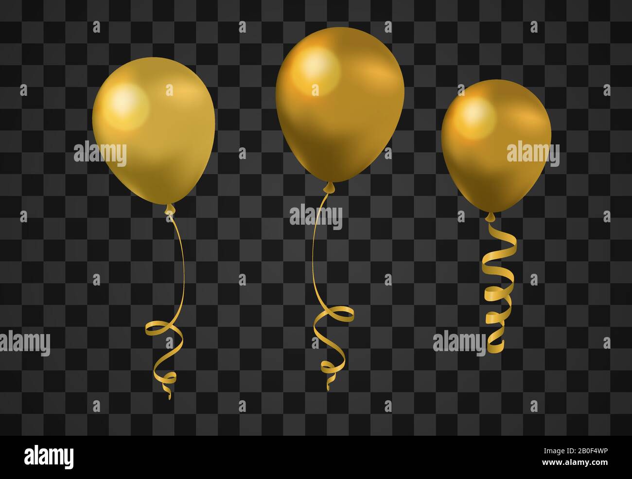 Flying balloons on black background with luxury golden stripes ...