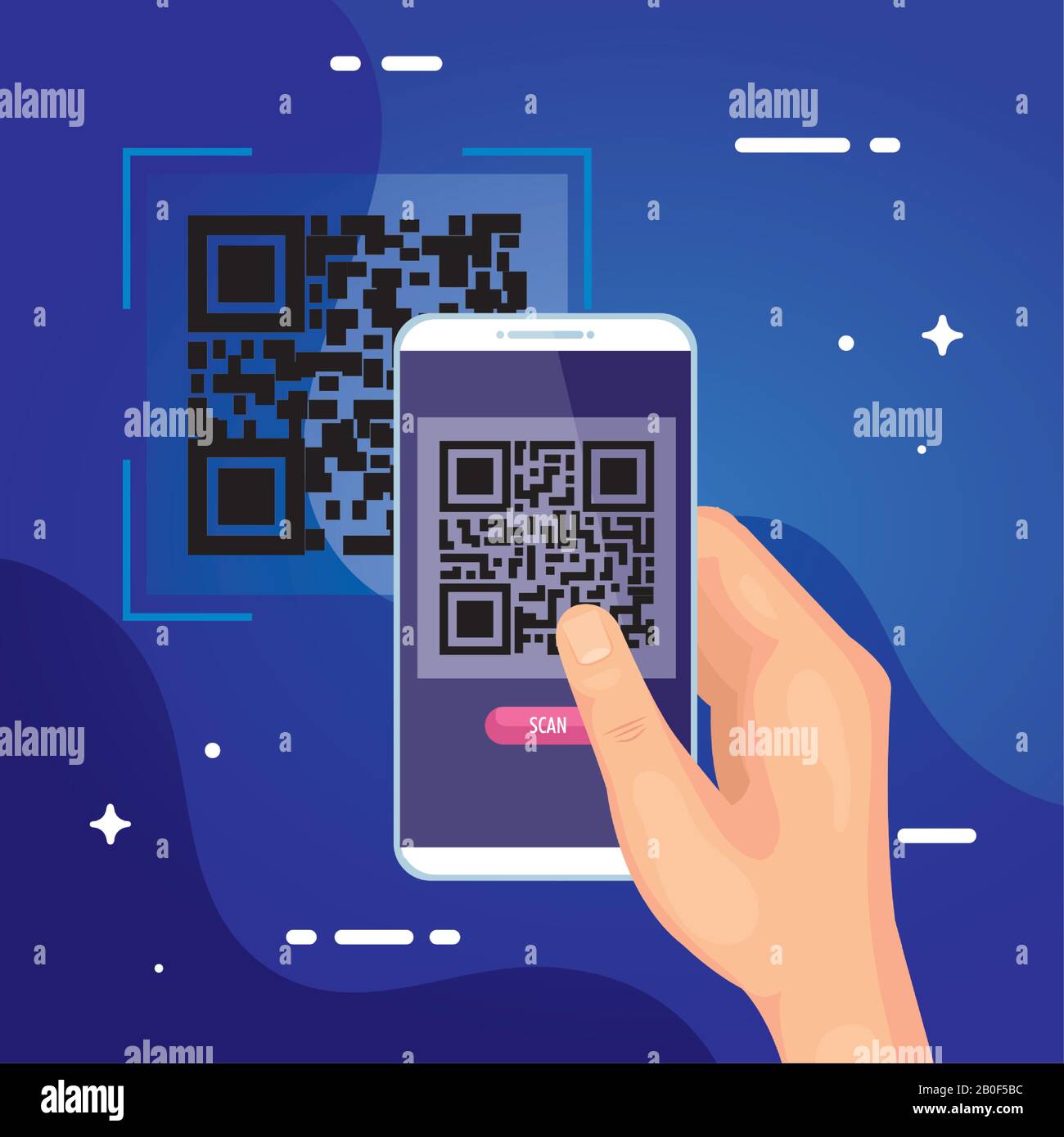 hand using smartphone with scan code qr Stock Vector Image & Art - Alamy